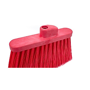 SPARTA Plastic Broom Head, Angled, Un-Flagged for Large Debris Indoor, Outdoor, Home, Restaurant, Lobby, Office, 12 Inches, Red