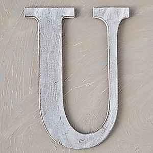 The Lucky Clover Trading U Wood Block, 24" L, Charcoal Grey Wall Letter, Gray