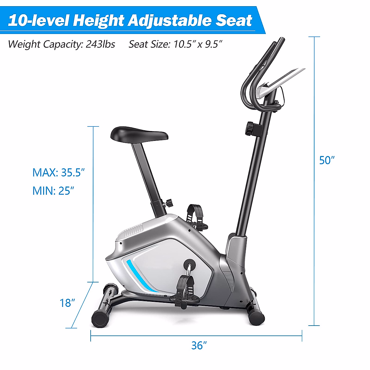 Goplus Magnetic Stationary Upright Exercise Bike, Indoor Cycling Bike w/ 8-level Resistances, LCD Monitor, Pulse Sensor, Pad Holder, Workout Circuit Fitness Bike for Home Cardio Training