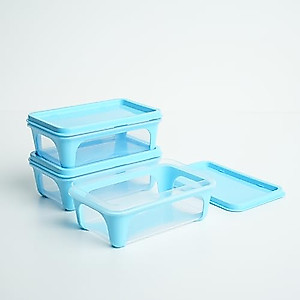 Unica Food Storage Containers with Airtight Lids, Microwave Safe Stackable Container for Snacks, Cereal, Freezer-safe, BPA-free, Dishwasher-safe, Set of 3, 14 oz, 3.72x3.72x2.04 in