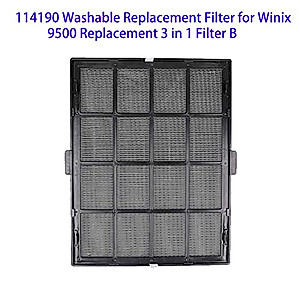 114190 Replacement Filter B for Winix 9500 U300 P300 WAC5300 WAC5500 WAC9000 WAC9500 WAC5000 WAC5000b WAC6300 Air Purifiers, Black