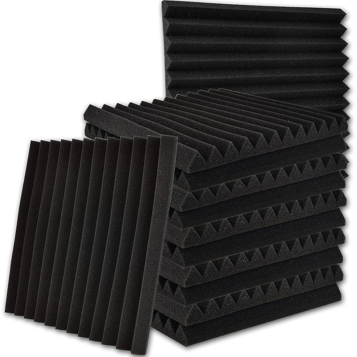 KLEXA Premium Sound Proof Foam Panels - 12 Pack (12x12x1") - Dense Sound Proofing Acoustic Panels - Sound Absorbing Panel - Noise Reduction, Echo Absorption - Studio Quality Acoustic Treatment