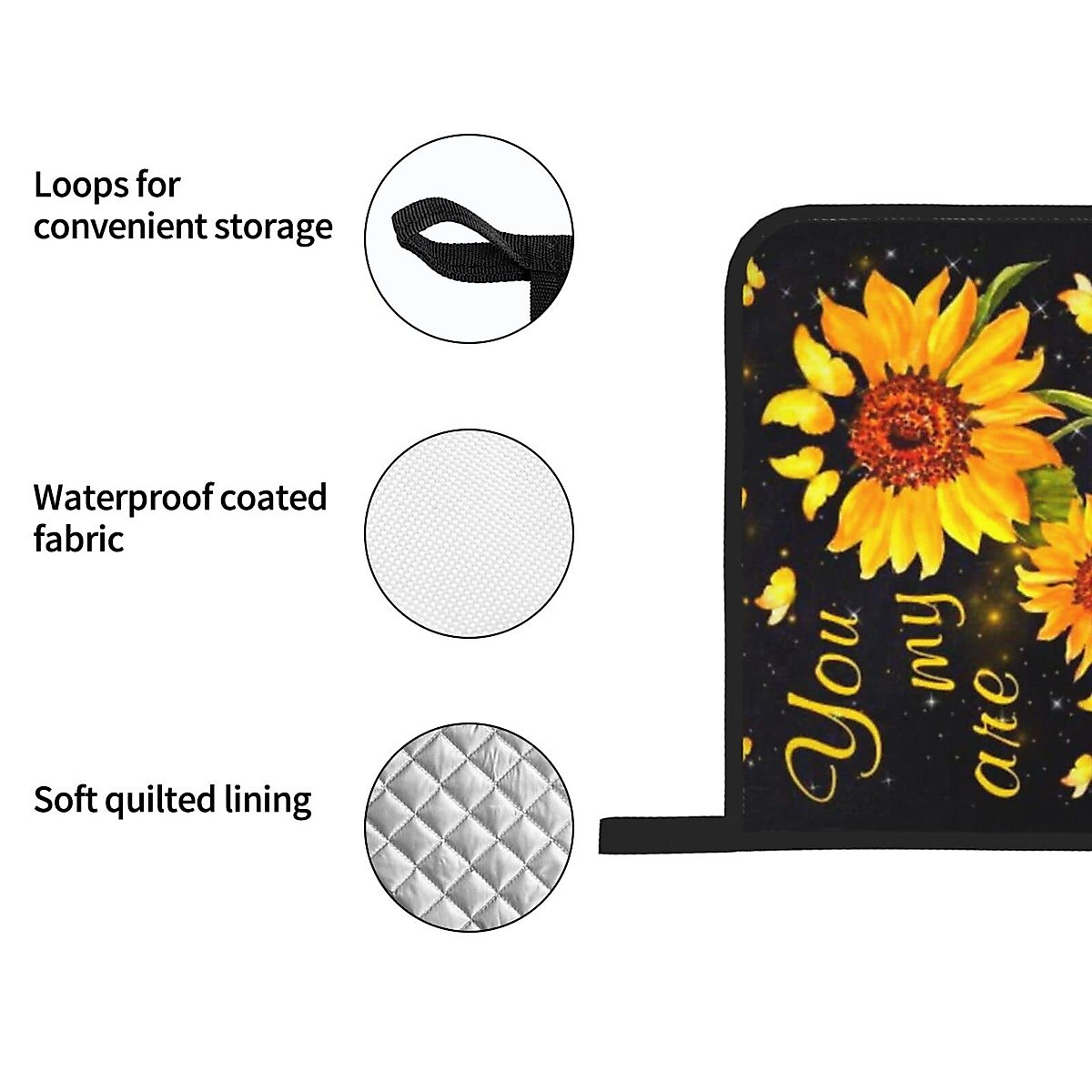You are My Sunshine Sunflower Oven Mitts and Pot Holders Sets 4 Pcs Set, Heat Resistant Oven Gloves Hot Pad for Kitchen Cooking Baking BBQ