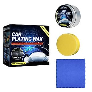 Car Wax Crystal Plating Set, Car Coating Wax Hard Glossy Carnauba Wax Coating Care, Car Scratches Fast Repair with Waxing Sponge & Towel