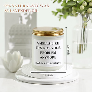 Retirement Gift for Woman, Cool Retirement Gifts for Women 2024, Happy Retirement Candle, Retirement Party Decorations, Funny Retired Gifts for Teacher Nurses Coworker Boss - Lavender Scented Candle