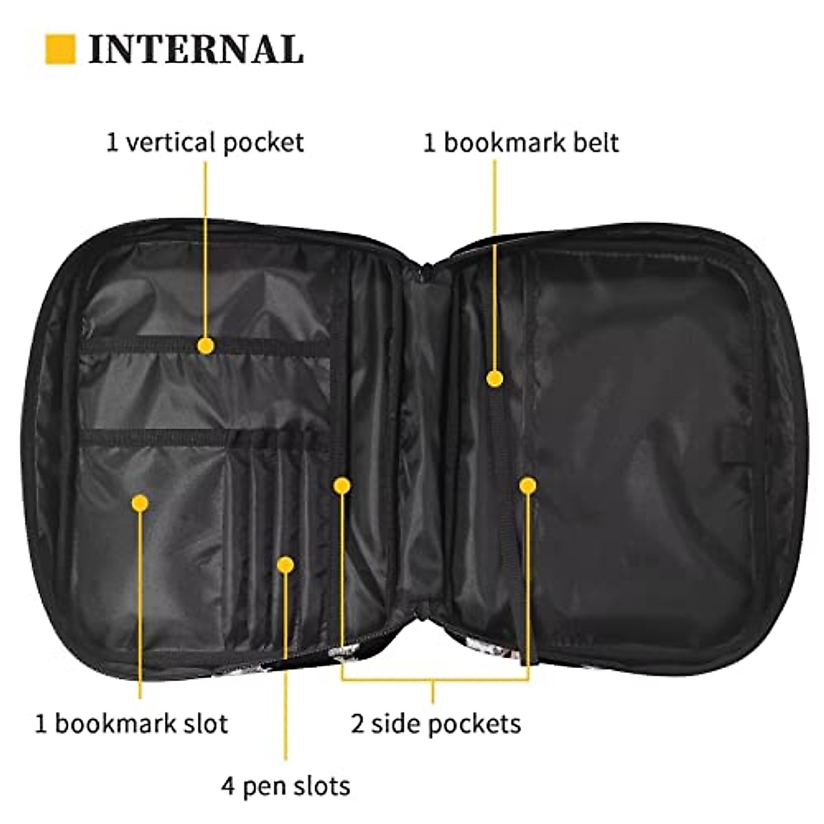 COEQINE Bible Covers for Women,Print Flower Skeleton Black,Carrying Bible Case Christian Church Study Scripture Bag with Handle Zippered Pocket Bible Book Holder Gift