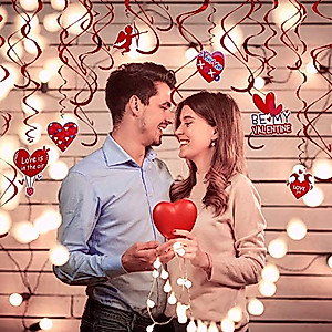 LEMESO 30 Pcs Valentine’s Day Hanging Decorations Set, Valentines Hanging Swirl Heart Garland, Romantic Party Decors, Great for Wedding Anniversary Proposal Hanging Decors, Romantic Decors