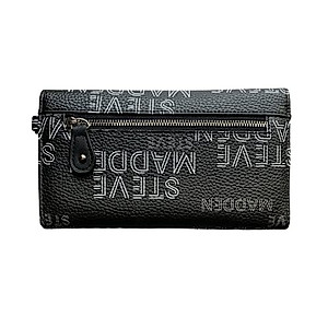 Steve Madden LOGOBAR TRIFOLD Wallet Wristlet (BLK/BLK)