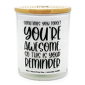 Mami Home Scented Candle Jar - Lavender Vanilla Candle with You are Awesome Message, Soy Wax Candles - Inspirational Gifts for Women Friends, Sister, Teachers, Coworkers, Valentine's Day Gift - 10oz
