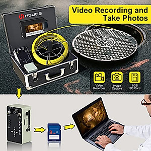 Pipe Pipeline Inspection Camera, Drain Sewer Industrial Endoscope HBUDS Waterproof IP68 Snake Video System with 7 Inch LCD Monitor 1000TVL Camera