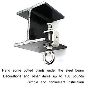 5Pcs C-Clamps;C Clamp Stainless Steel, Beam Clamp.Comes with Stainless Steel Screw Ring That Can Withstand 100 Pounds of Static Gravity (medium)