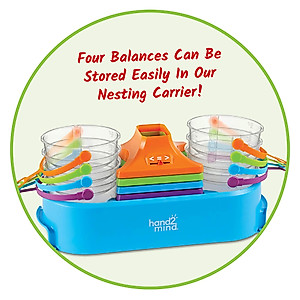 hand2mind Nestable Pan Balance, Pan Balance Scale for Classroom, Math Balance Scale for Kids, School Weight Scale, Balancing Scale Toy, Preschool Science Center Materials (Set of 4)