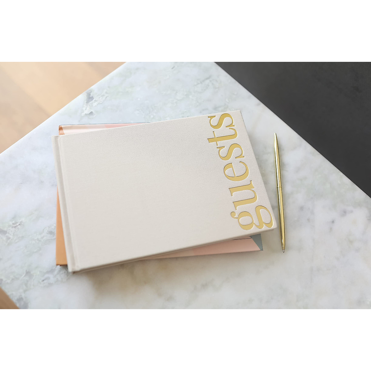 Guest Book: Beautiful Keepsake for Life’s Special Events - Sign In Book for Wedding Reception, Baby Shower, Funeral and Vacation Home - 100 Pages, Ribbon Bookmark and Gold Foil