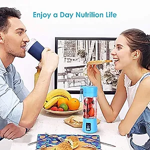 Portable Blender, Personal Size Blender USB Rechargeable with 6 Blades for Juice Crushed Ice Smoothies and Shakes, Mini Blender with 13oz Jucie Cup for Sports,Travel,Gym,home and Outdoors