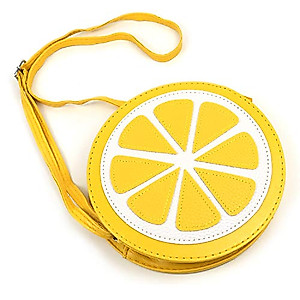 Framendino, Lemon Fruit Shaped Cross Body Bag Purse with Shoulder Strap for Women Girls Yellow