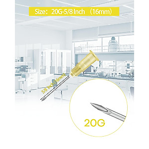 20G 5/8 Inch Luer Lock Disposable Needle with Cap for Lab Supplies, 100 Pack 16mm Industrial Injection Accessories