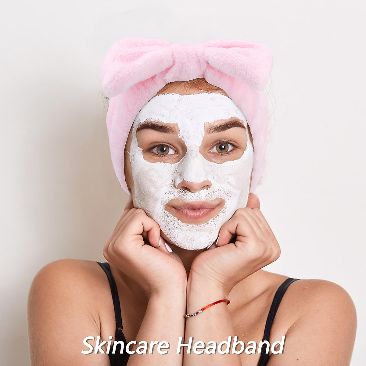 VELSCRUN 6 Pack Hairband, Pink Microfiber Spa Headband, Makeup Headband, Face Wash Bow Tie Headband, Skincare Headbands for Women Girls Hair Accessories Gifts