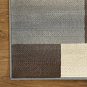 Superior Indoor Large Area Rug, Jute Backed, Perfect For Entryway, Office, Living/ Dining Room, Bedroom, Kitchen, Modern Geometric Patchwork Floor Decor, Clifton Collection, 8' x 10', Grey