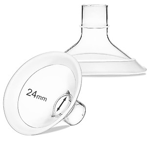 PumpMom 24mm Flange Breast Shields Medium Breast Pump Flanges for Medela，Replace Flange Compatible with Medela Breast Pumps Personalfit Connector, 2pcs(Not Original Medela Pump Parts)