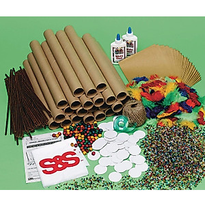 S&S Worldwide Tribal Rainsticks Craft Kit, DIY For Kids, Classroom, Camp, After School, Educational, Multicultural Craft, Native American, Falling Rain Sound, All Supplies Included, 15" Long, Makes 24