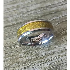 Tanyoyo 8mm Mens Womens Stainless Steel Jesus Rings Wedding Bands Promise Size 6-13 (8)