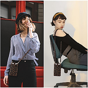 Peacocktion Small Crossbody Cell Phone Purse for Women, Lightweight Mini Shoulder Bag Wallet with Credit Card Slots (Brown Flora)