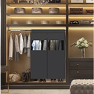 SimpleHouseware Garment Covers for Clothes Rack/Closet/Hanging Clothes, Enclosed Clear Window, Dark Grey
