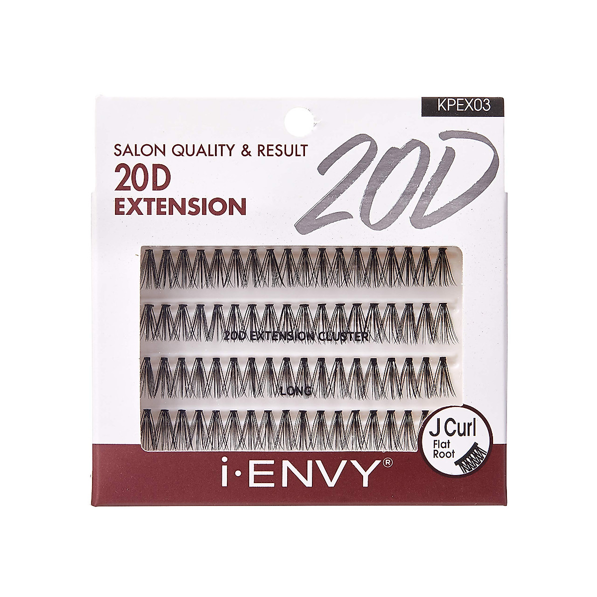 i-ENVY 20D Extension Cluster Individual Lashes (Long, 2 PACK) Flat Root Seamless Application Perfect For DIY Lash Extension