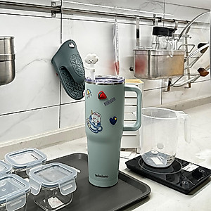 winiwo 40 oz Tumbler with Handle and Straw, D.I.Y Gift for Her, Stainless Steel Travel Mug, Iced Tea or Coffee, Insulated Tumbler with Stickers, Keeps Beverages Cold Up to 24 Hours