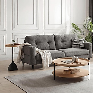 Round Pedestal Side Table | Ash Veneer Top | End Table | Night Stand | Plant Stand | Modern | Mid Century | Living Room