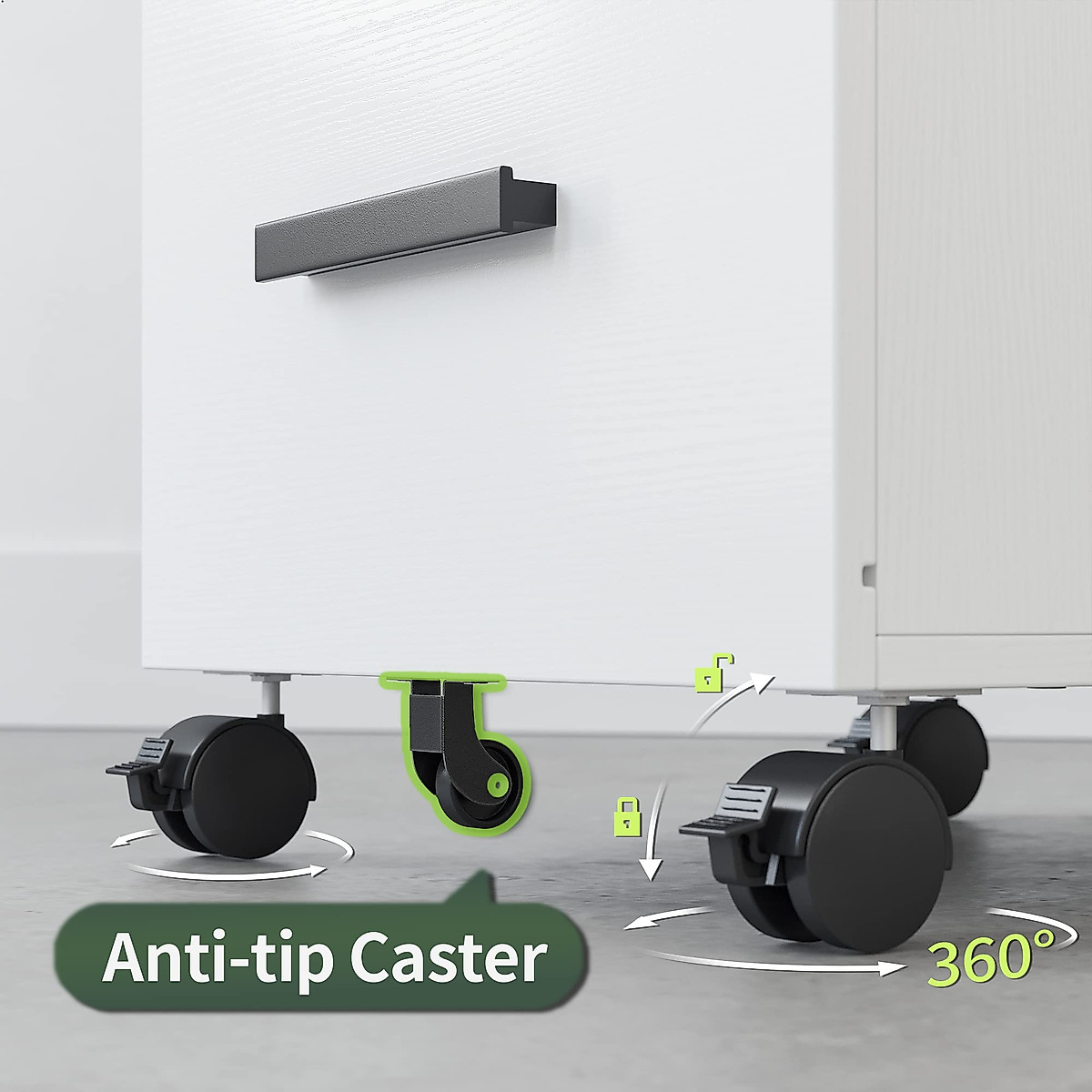 FEZIBO 2-Drawer File Cabinet with Lock for Home Office, Rolling Filing Cabinet, Under Desk Home Office File Cabinet for A4, Letter Size, Printer Stand, Wooden Storage Mobile File Cabinet, White