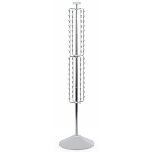 Displays2go Chip Display Stand, 72 Clip Spinner Design, Top Carousel Plastic Header - White (CCFR72WH)