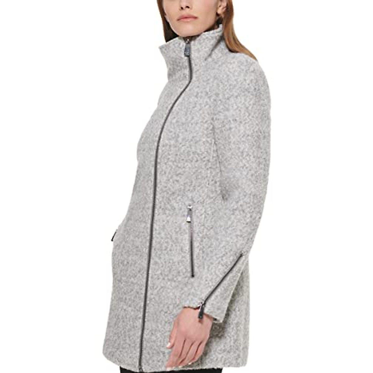 Calvin Klein Women's Asymmetrical Wool Jacket, Light Grey, X-Large