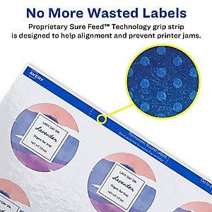 Avery 2" Round Labels for Laser & Inkjet Printers, 600 Glossy White Labels Total, 5 Packs (22807)