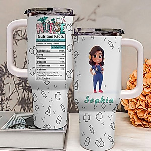 Personalized Nurse Tumbler 40oz -nurse medical soundscape designer-Custom Name Insulated Travel Mug with Handle & Straw, Gift for Nurses, Medical Workers, Appreciation, Mother's Day ST4sQx