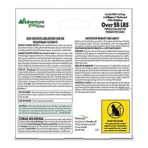 Adventure Plus Triple Flea Protection for Dogs – Spot on Flea & Tick Prevention for Dogs – For Extra Large Dogs 55+lbs – 4 Doses