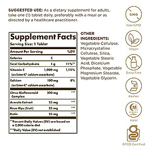SOLGAR Ester-C Plus 1000 mg Vitamin C (Ascorbate Complex) - 180 Tablets, Pack of 2 - Gentle & Non Acidic - Supports Upper Respiratory Health - Non-GMO, Gluten Free - 360 Total Servings