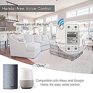 WiFi Smart Energy Monitor Switch Meter, Compatible with Alexa Google Home, Remote Control with Smart Life/Tuya App, Din Rail Tester Current Voltage Amperage Power Meter AC 110-230V 60A Multimeter