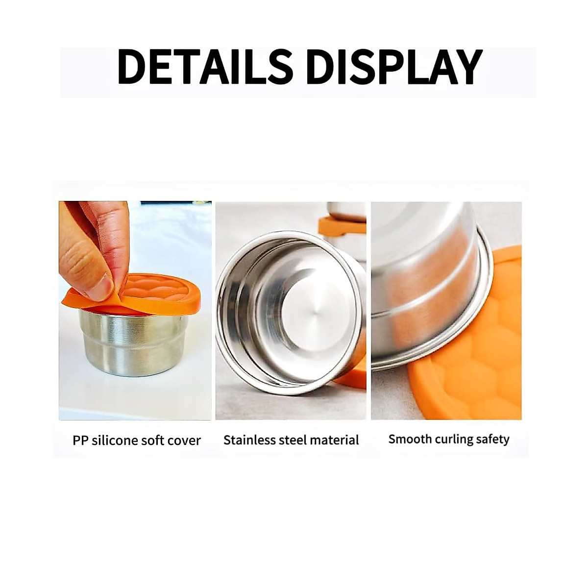 Stainless Steel Containers w/Lids, Set of 5 (3oz, 6oz, 12oz, 20oz, 30oz), Leak-proof Food Storage, Nesting Snack Organizer, Reusable Airtight Lunch Bento Box