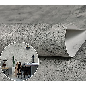 burgeliy Wall Paper Stick Pull and Stick Concrete Wallpaper Concrete Contact Paper for Walls Cement Wallpaper Peel and Stick Matte Self-Adhesive Vinyl Removable Wallpaper for Bedroom16 x118