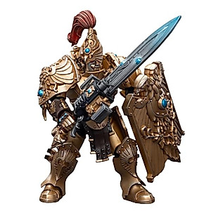 HiPlay JoyToy Warhammer 40K Collectible Figure: Adeptus Custodes Custodian Guard with Sentinel Blade and Praesidium Shield 1:18 Scale Action Figures JT7813