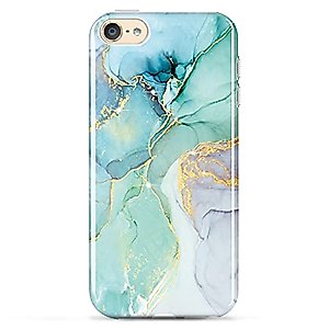luolnh iPod Touch 7 Case,iPod Touch 6 Case,iPod Touch 5 Case,Gold Glitter Sparkle Marble Design Shockproof Soft Silicone TPU Bumper Cover Skin Case for iPod Touch 5th / 6th / 7th Gen(Abstract Mint)