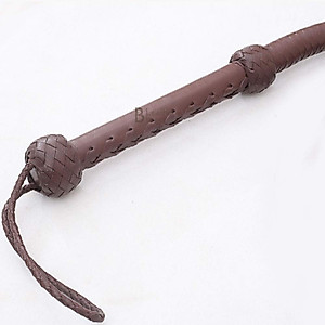Indiana Jones Style 8 Foot & 10 Foot Dark Brown Leather Equestrian Bullwhip 8 Strands Real Cowhide Leather Bull Whip (08)