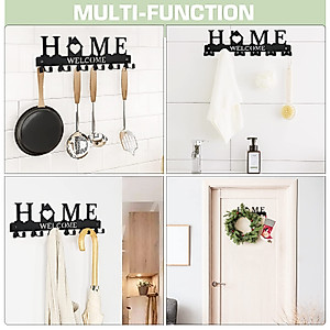 HOMEBROS Key Holder Wall Mount, Black Metal Key Hanger Adhesive Key Rack Organizer with 6 Double Key Hooks Wall Decorative for Entryway Doorway Hallway Garage 2 Installation Methods