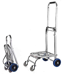 GTFDXJ Folding Heavy-Duty Trolley, Moving Goods and Handling Stainless Steel Domestic Trailer Trolley Car Climbing Stairs Stable Cart,D