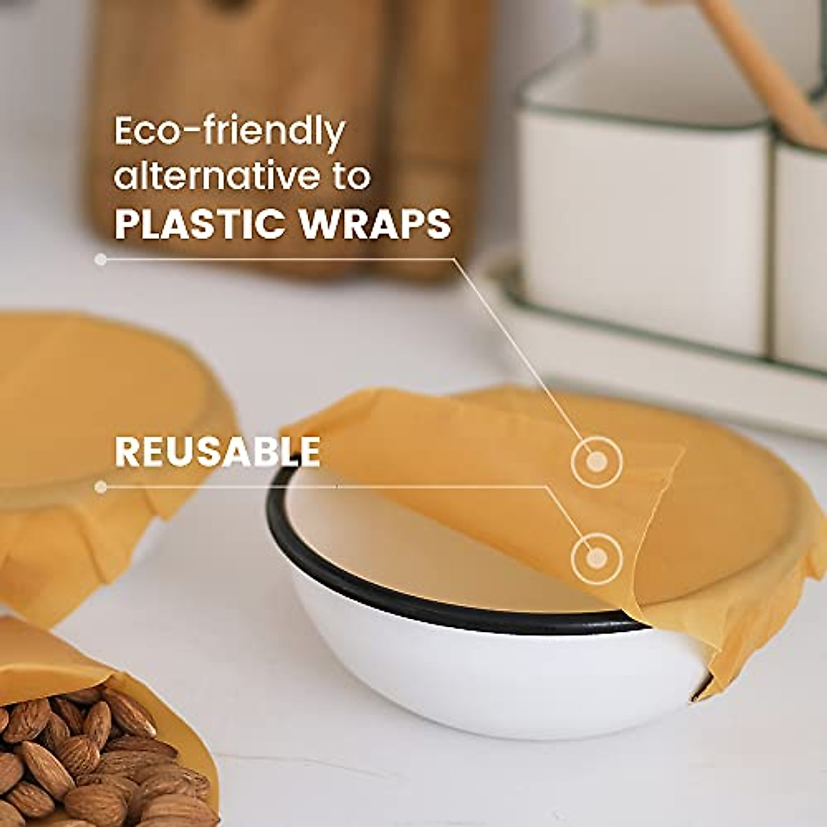 Less. Reusable Beeswax Food Wraps 3 Pack Size Small, Compostable Alternative to Plastic Wrap, Classic Paper Brown Wrap