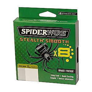 SpiderWire Stealth® Smooth Superline, Moss Green, 30lb | 13.6kg, 125yd | 114m Braided Fishing Line, Suitable for Freshwater Environments