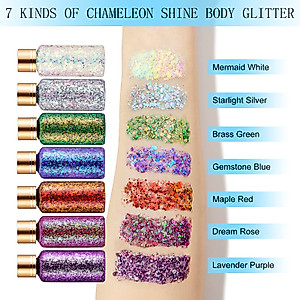 Holographic Body Glitter Gel for Face, Body, Nail, Super Long Lasting Waterproof Quick Dry Liquid Chunky Green Glitter for St. Patrick's Day Makeup Accessories, 1oz (Brass Green)