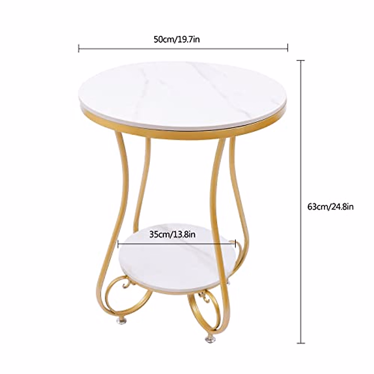 End Table, Modern Round Coffee Table 2-Tier Storage Space Round End Table Side Table Nightstand for Storing and displaying Objects and Decorations for Living Room Bedroom Office Small Space