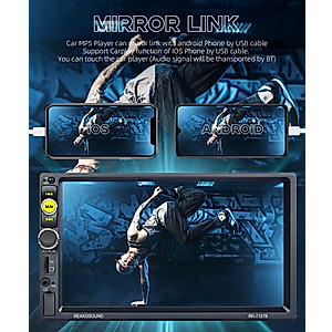 Apple Carplay Double Din Car Stereo Radio with Bluetooth, Rimoody 7 Inch HD Touchscreen Car Radio with Android Auto Mirror Link, Backup Camera, Steering Wheel, FM, USB/TF/AUX